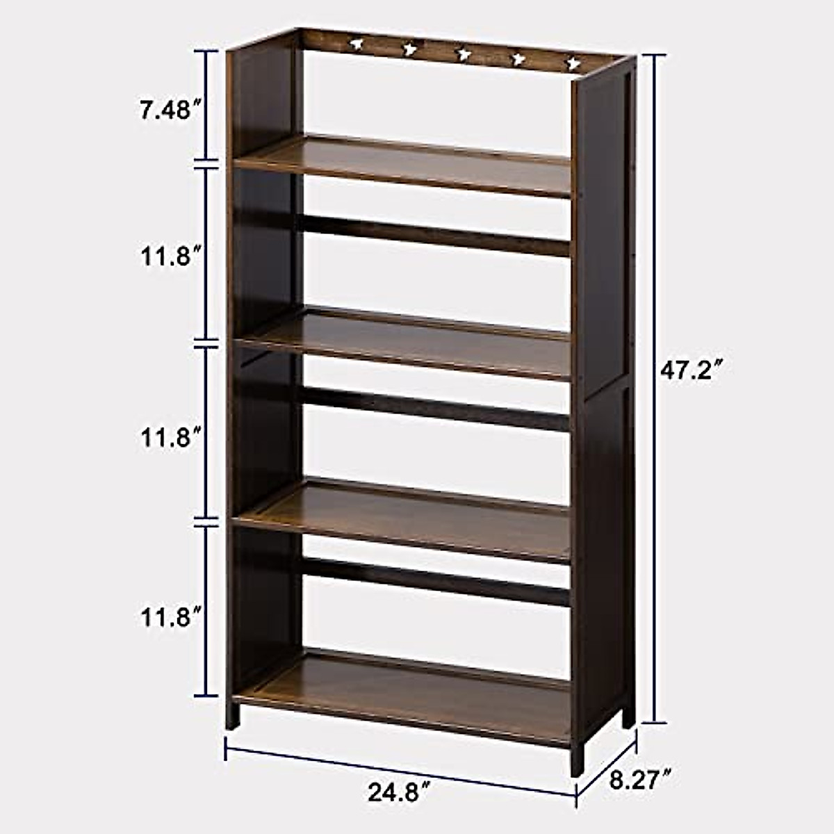 COPREE 4 Tier Bookshelf, Bamboo Book Shelves,Walnut-Colored Freestanding Book Rack Organizer Shelving Unit Storage for Living Room, Bedroom and Office