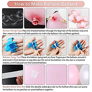 Larchio Rose Gold Balloon Arch Kit, Balloon Garland Rose Gold Confetti Balloons and White Balloons, Balloon Tie and Tape for Birthday Wedding Party Decoration