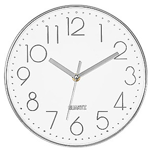Lumuasky Silent Wall Clock Battery Operated Analog Small Cute Non-Ticking Decorative Clock for Bedroom Kitchen Living Room School Office Classroom Decor (10 inch)