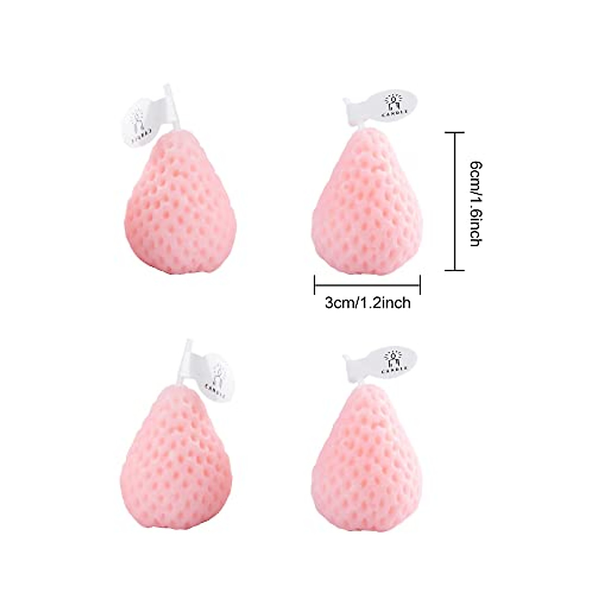 BoKin Strawberry Candles, 4Pcs Strawberry Shaped Scented Candles (2.11oz), Fruit Aroma Soy Wax Decorative Candle for Stress Relief Aromatherapy Home Decoration Mood-Boosting Bath Yoga (Pink)