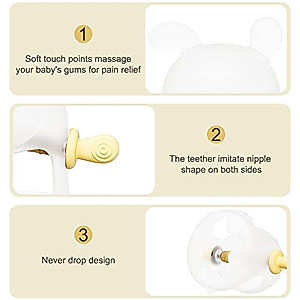 Teething Toys for Babies 0-6 Months, Never Drop Silicone Baby Mitten Teether for Soothing Teething Pain Relief, Baby Chew Toys for Sucking Needs White - Dilovely