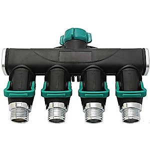 Riemex 4 Ways Garden Hose Splitter Metal Hose Connector, Easy Grip, Easy to Open