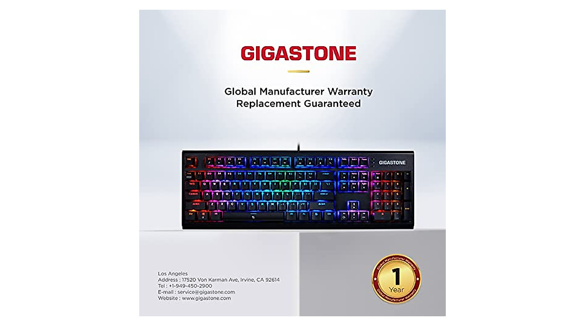 Gigastone Mechanical Gaming Keyboard with RGB Backlit Brown Switches