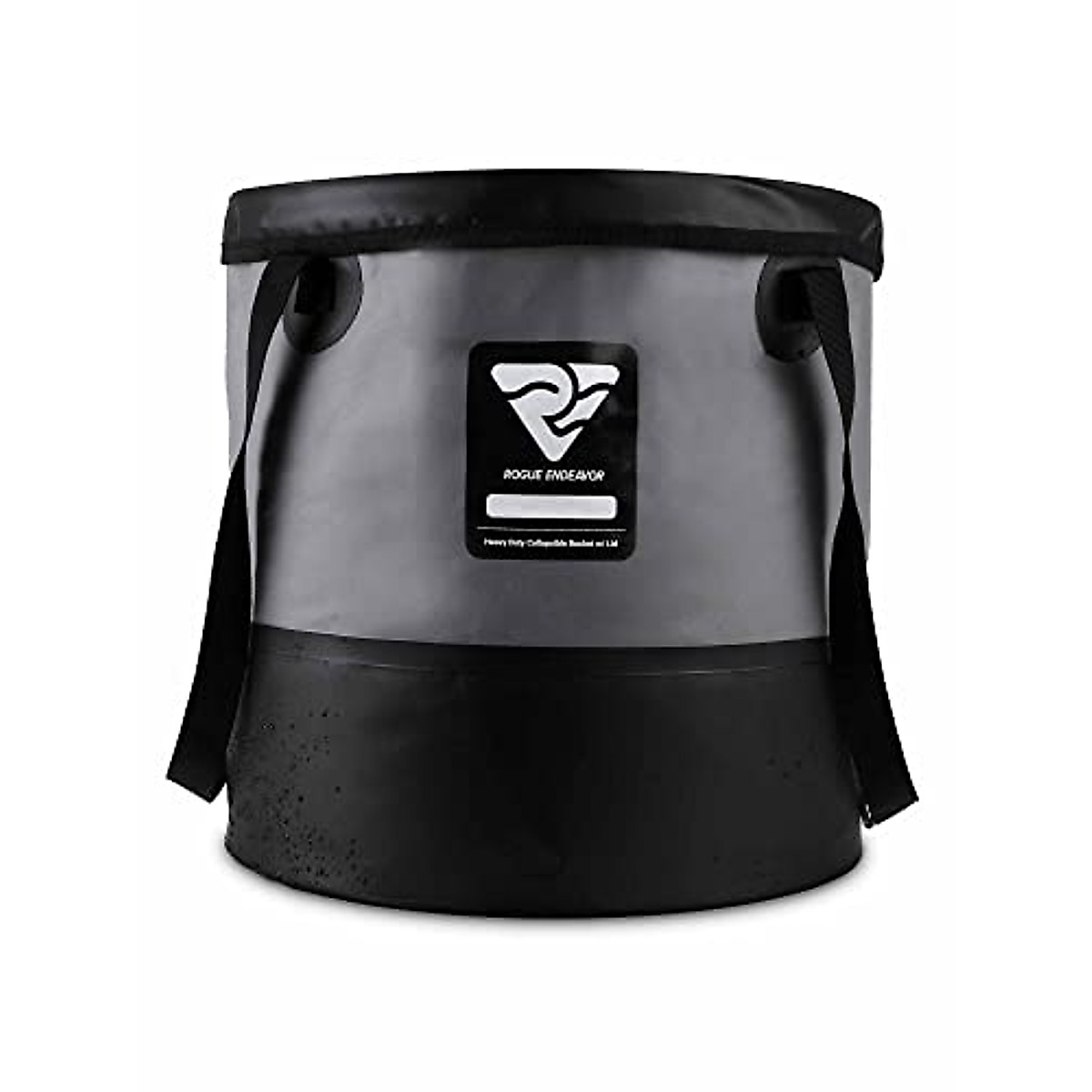 Rogue Endeavor Heavy Duty Collapsible Bucket (5 Gallon (20L) Includes Lid), Mesh Bag, Beach and Salt Water Ready, Durable Reinforced Design with Metal Hardware (Black)