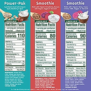 Sprout Organic Baby Food, Stage 4 Toddler Pouches, 8 Flavor Power Pak and Smoothie Sampler, 4 Oz Purees 12 Count (Pack of 1)