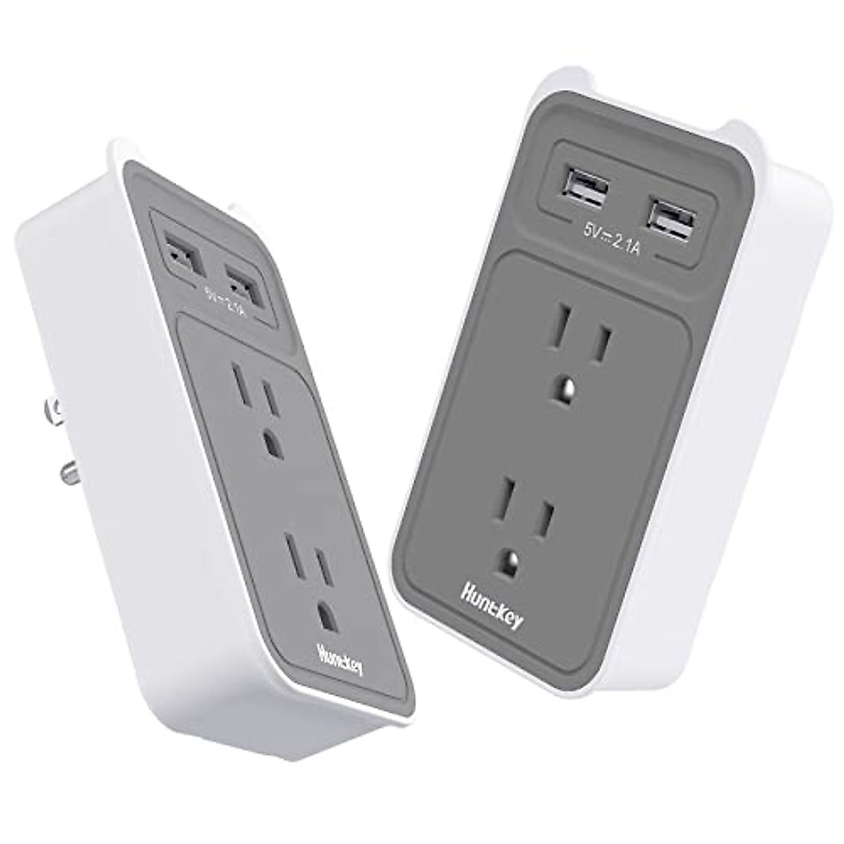 Outlet Extender with Multi Plugs, Huntkey Multi USB Plug Outlet Splitter W. Phone Cradle & 2 USB A Plug Charging Port （No Surge Protector)