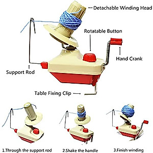 Yarn Winder by RRigo - Easy to Set Up and Use - Hand Operated Yarn Ball Winder 3.5 Ounce Capacity + 10 PCS Stitch Knitting Needles + 10 PCS Plastic Needles + 1PCS Scissors