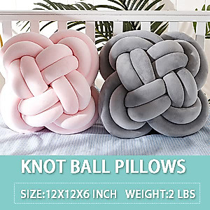 NDIAO Knot Ball Pillows Dark Grey Velvet Knot Pillow Ball for Sofa 12x12 Round Knot Throw Pillows Soft Decorative Cushions Bedroom Decor