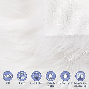 Sibba Fur Faux Locker Fabric Rug Polyester Yard Pre Cut Artificial Craft Costume Double Side Square Crafting Strips Liners Set Plush Precut Fluffy Cloth Photography Cosplay Outdoor(White,30 cm)