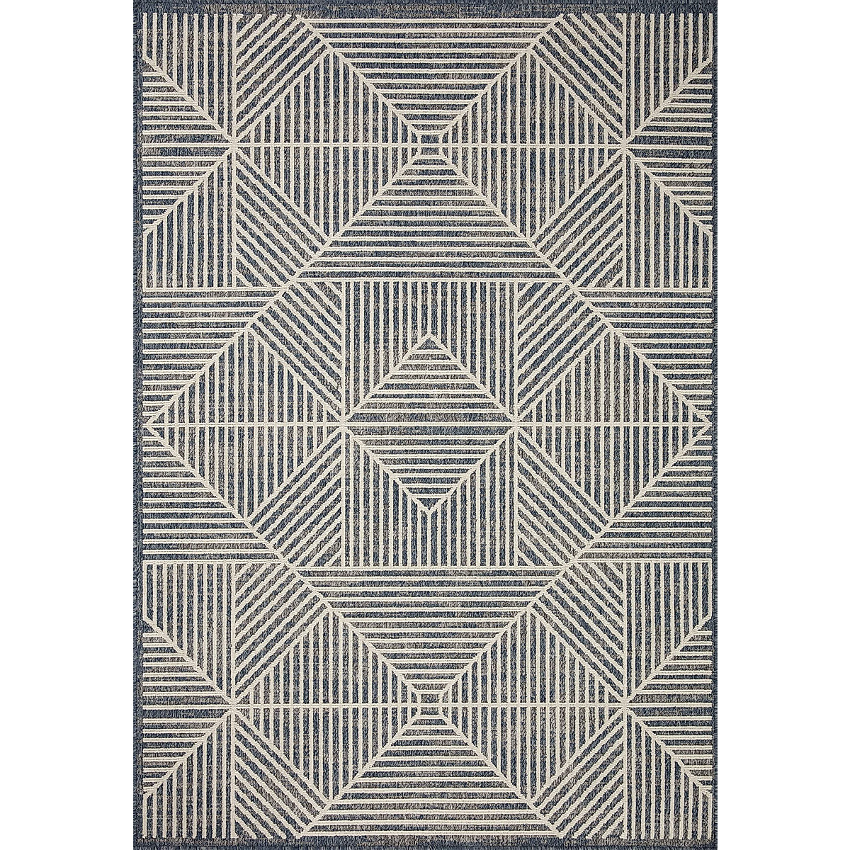 Loloi II Rainier Collection RAI-03 Denim/Ivory 5'-3" x 7'-7" Area Rug