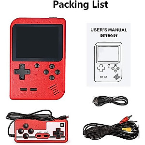 Handheld Game Console, Kyadeys Portable Retro Game Console with 500 Classical FC Games,3.0-Inches Display,Built-in 1020mAh Rechargeable Battery Support for Connecting TV and Two Players (Red)
