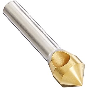 KEO 53515 Cobalt Steel Single-End Countersink, TiN Coated, 82 Degree Point Angle, Round Shank, 3/8" Shank Diameter, 1" Body Diameter