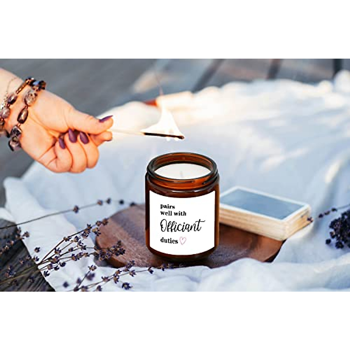 Scented Candle, Pairs Well with Officiant Duties Candles Gifts for Officiant,Wedding Officiant，Soy Candles for Home Scented, Home Decorations, Aromatherapy Candles, Amber Jar Candles(057CGY)