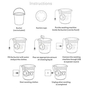 EUKK 2 in 1 Ultrasonic Turbo Washing Machine, Portable Mini Washing Machine, Multifunctional Turbo Washing Machine, USB Portable Laundry Machine for Home, Travel, Business Trip, Apartment, Dorm (A)