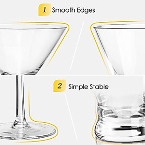 VENVENWEAVS Martini Glasses Set of 4, Hand-blown Crystal Cocktail Glasses for Espresso Martini,Cosmopolitan,Manhattan,Gimlet,Home Bar,Cocktail Party,Stemless Martini Glassware Gift Set