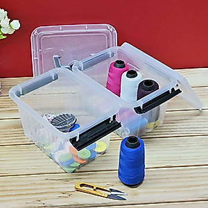 Idomy 6-Pack Tiny Clear Latching Boxes with Handle, 2.5 Quart Plastic Storage Box
