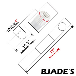 BJADE'S Window Seal Kit for Portable Air Conditioner of Exhaust Hose 5.1 Inch Diameter with Insulating Sealing Tape,Adjustable Portable AC Window Vent Kit for Sliding Glass Windows.