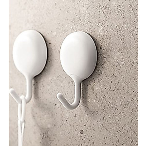 JULAHE Adhesive Wall Hooks for Hanging Towel Coat Hat Key Stylish Pebble Shape Utility Hook for Kitchen Bathroom No Drill Stick on Smooth Surface Ornament Hooks 4 Pack White