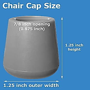 4 Rubber Chair Leg Caps 7/8 Inch Rubber Folding Chair Leg Caps, Non-Slip Chair Leg Floor Protectors for Hardwood Floors, Chair Leg Tips Caps 7/8 Inch Rubber Table Feet Cover Gripper Pads (Gray)