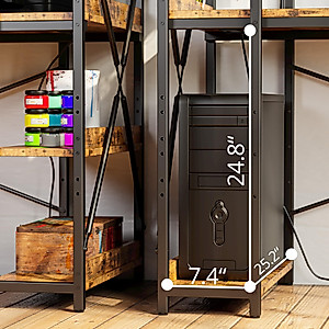 IRONCK Computer Desk 55" with Power Outlet and Storage Shelves, Study Writing Table with USB Ports Charging Station, PC Desk Workstation for Home Office, Rustic Brown