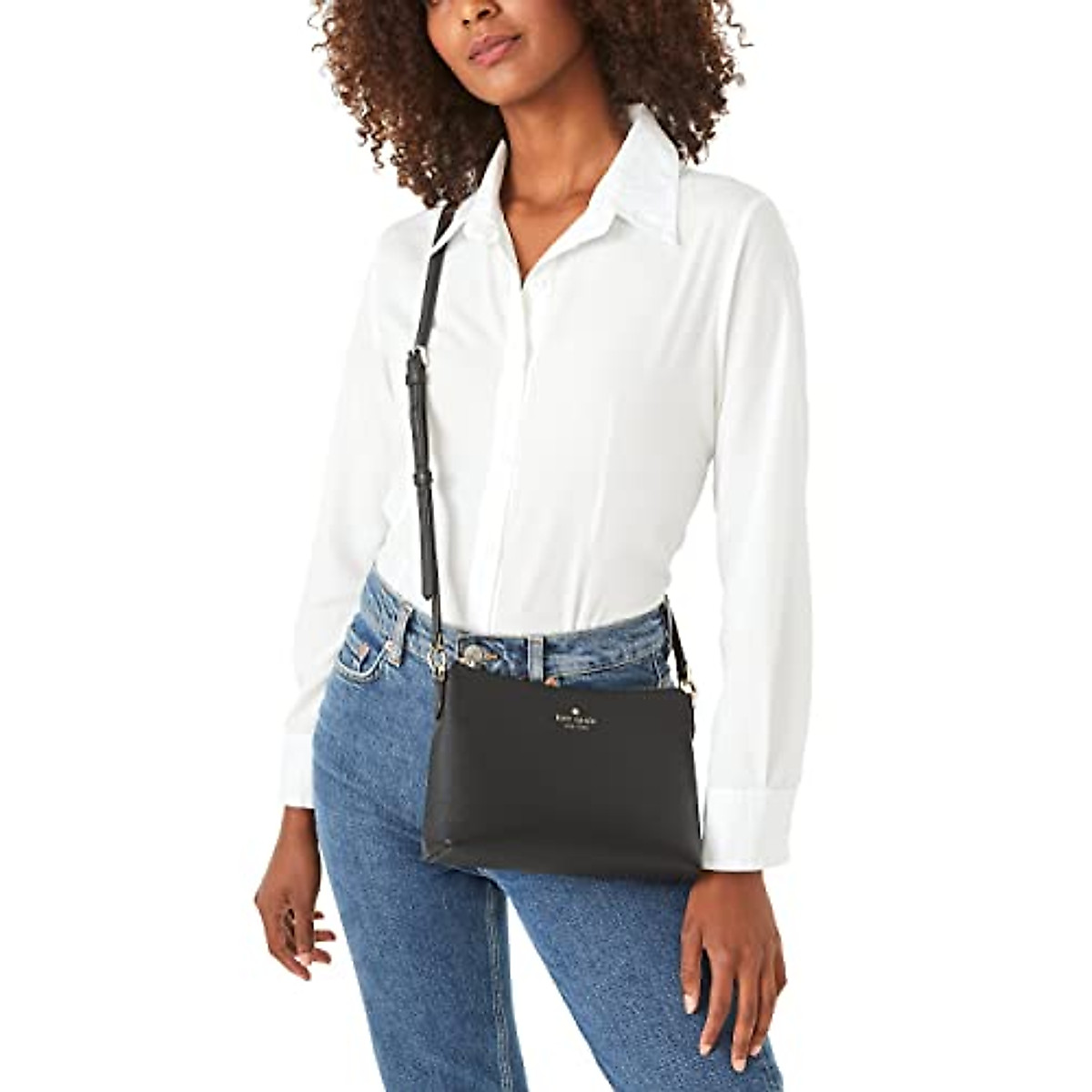 Kate Spade Bailey Textured Leather Crossbody Bag Purse Handbag (BLACK)