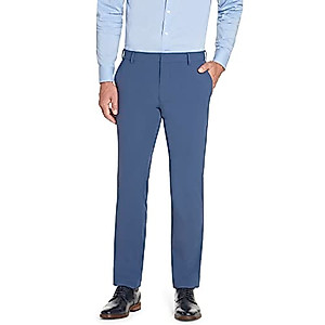 Van Heusen Men's Stain Shield Stretch Slim Fit Flat Front Dress Pant, Blueberry Dust, 30W x 32L