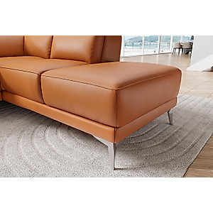 Valencia Pista Geniune Leather Reclining Sectional Sofa with Right Hand Chaise -| Power Recliner Chair, Nappa 11000 Leather | L Shaped Couch for Living Room Furniture, Cloudy Grey