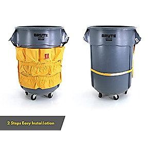 Trash Can Caddy Bag | Brute Compatible | Fits 32-55 Gallon Can | 12 Pockets | Heavy Duty Vinyl Construction Organizer for Cleaning & Janitorial Duties.