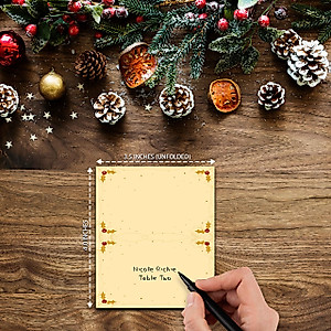 Christmas Table Place Cards, Xmas Blank Seating Place Card for Table, 25 Pack Buffet Food Tent Labels, Double Design Name Cards, Scored for Easy Folding, Christmas Party Decorations(01)