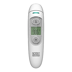 BLACK+DECKER 3-in-1 Infrared Thermometer for Kids and Adults with Fever Alarm, Forehead/Ear/Object Modes, Mute Function for Sleeping Babies, Fast Response Time and Auto Shutdown (BDXTMB100), White