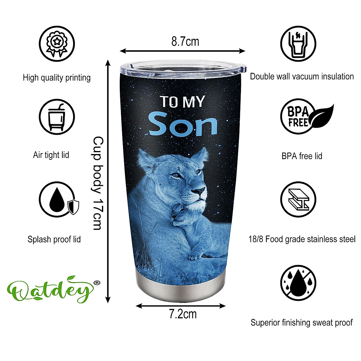 Qatdey Gifts for Son Tumbler 20oz, Son Gifts from Mom/Dad, Birthday Gifts for Son Cup, Gifts for Grown Son on Wedding Day, To My Son Gift Ideas, Christmas Graduation Gifts for Son 1PC