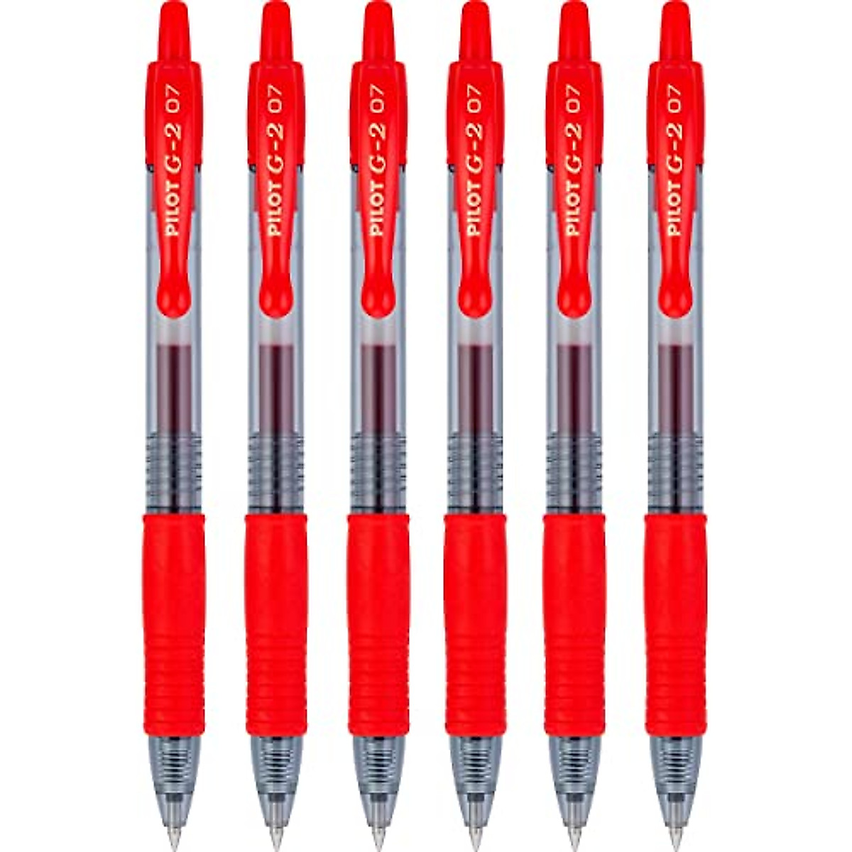 PILOT G2 Premium Refillable & Retractable Rolling Ball Gel Pens, 0.7mm Fine Point, Red, 6-Pack