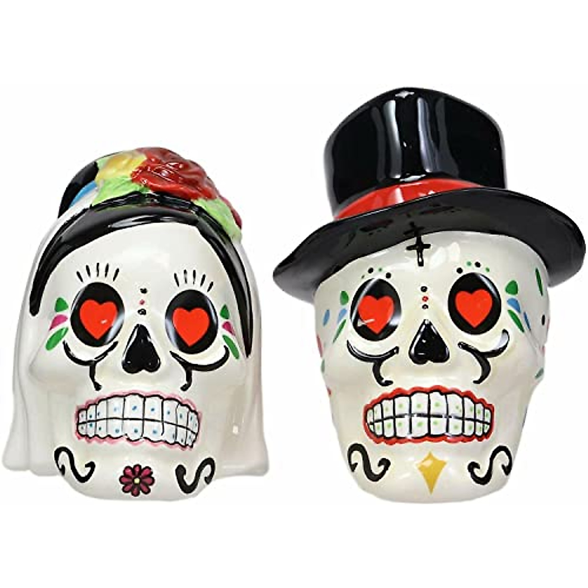 "Home Décor Accents" Day Of The Dead Wedding Bride And Groom Skulls Salt Pepper Shakers Set - Home Accents 33-kl1-1025