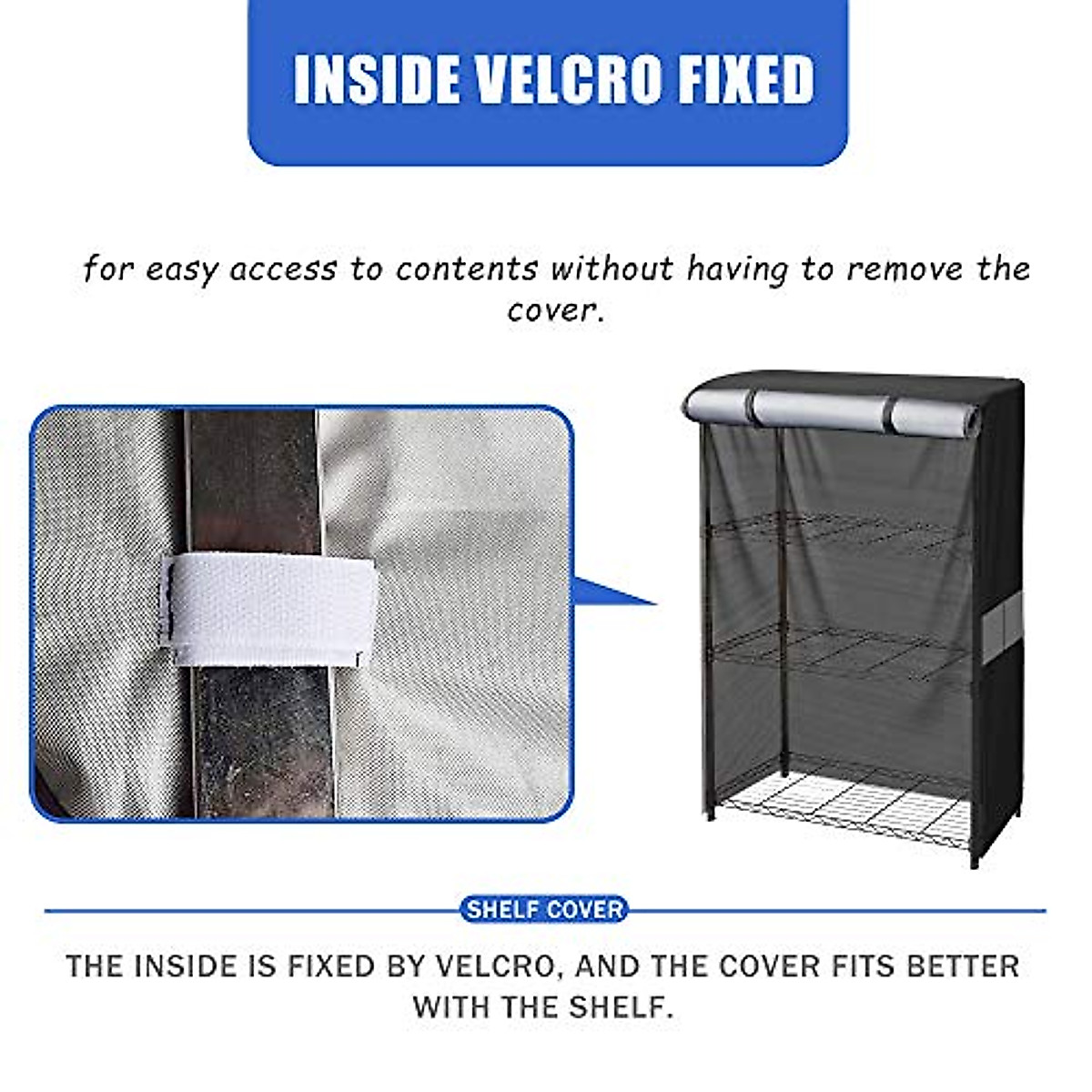 MOLLYAIR Wire Shelving Cover Wire Rack Cover Storage Rack Cover Used to Cover Sundries, Suitable for Rack 36X18X54in, Black,only Cover