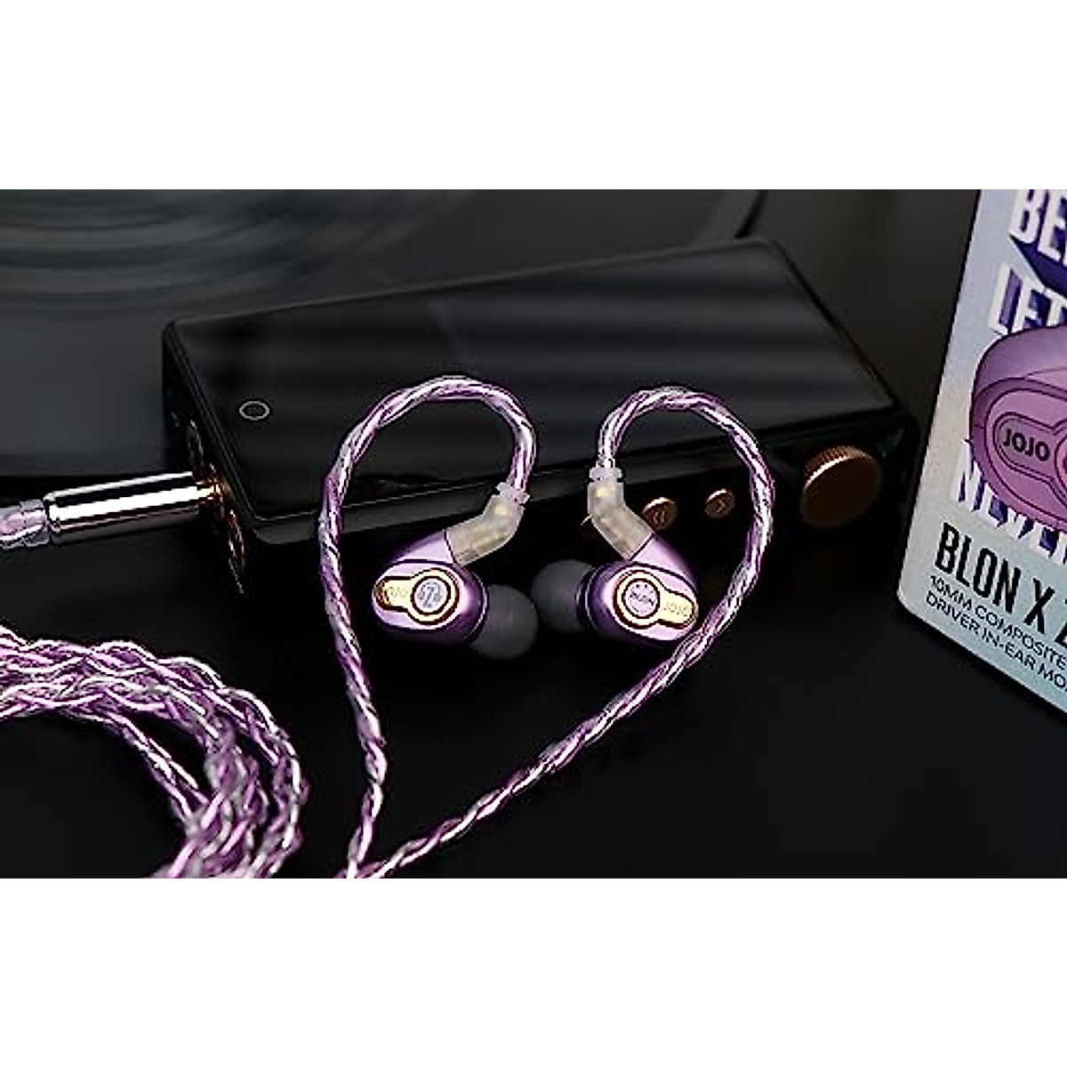 Linsoul BLON x Z Reviews JoJo 10mm Dynamic Driver in Ear Monitor HiFi IEM Earphone with Detachable Silver-Plated OFC Aluminum Cable, 2Pin Connector for Audiophile Musician (BLON x Z Reviews JoJo)