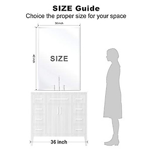 USHOWER 30 x 40 Inch Frameless Beveled Mirror, Rectangle Wall Mirror for Bathroom, Vanity, Beautiful and Simple Looking