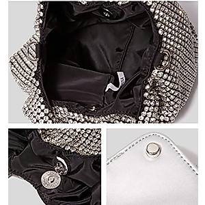 Allsolvable Rhinestone Mini Bag Women Blingbling Sparkle Purse Crystal Clutch Handbags Silver Party Prom Wedding