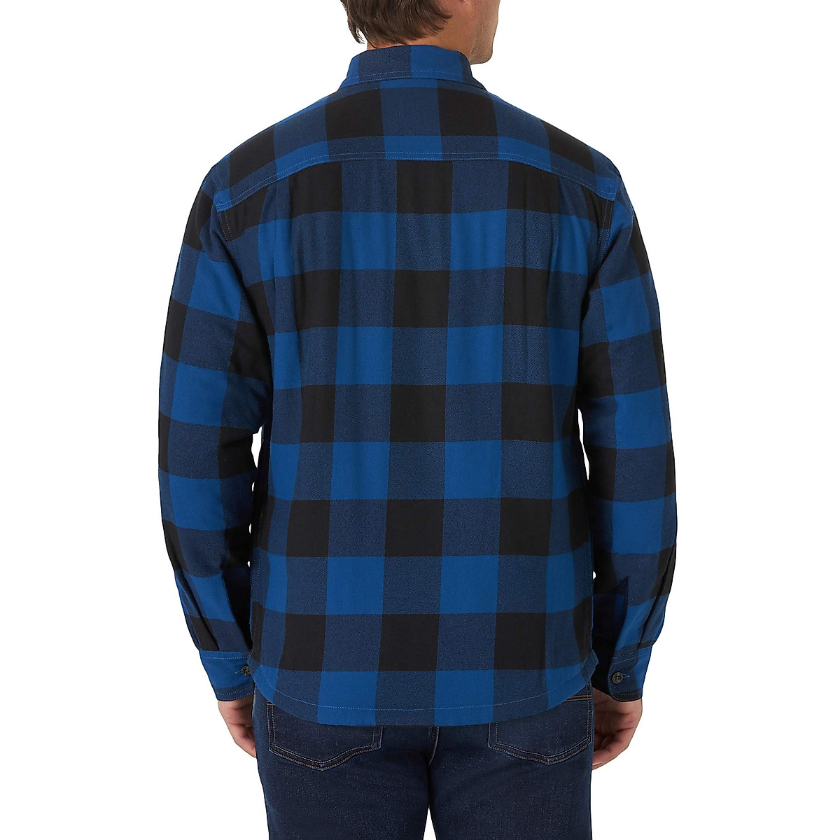 Wrangler Authentics Men's Long Sleeve Sherpa Lined Shirt Jacket, Blue Buffalo, Large