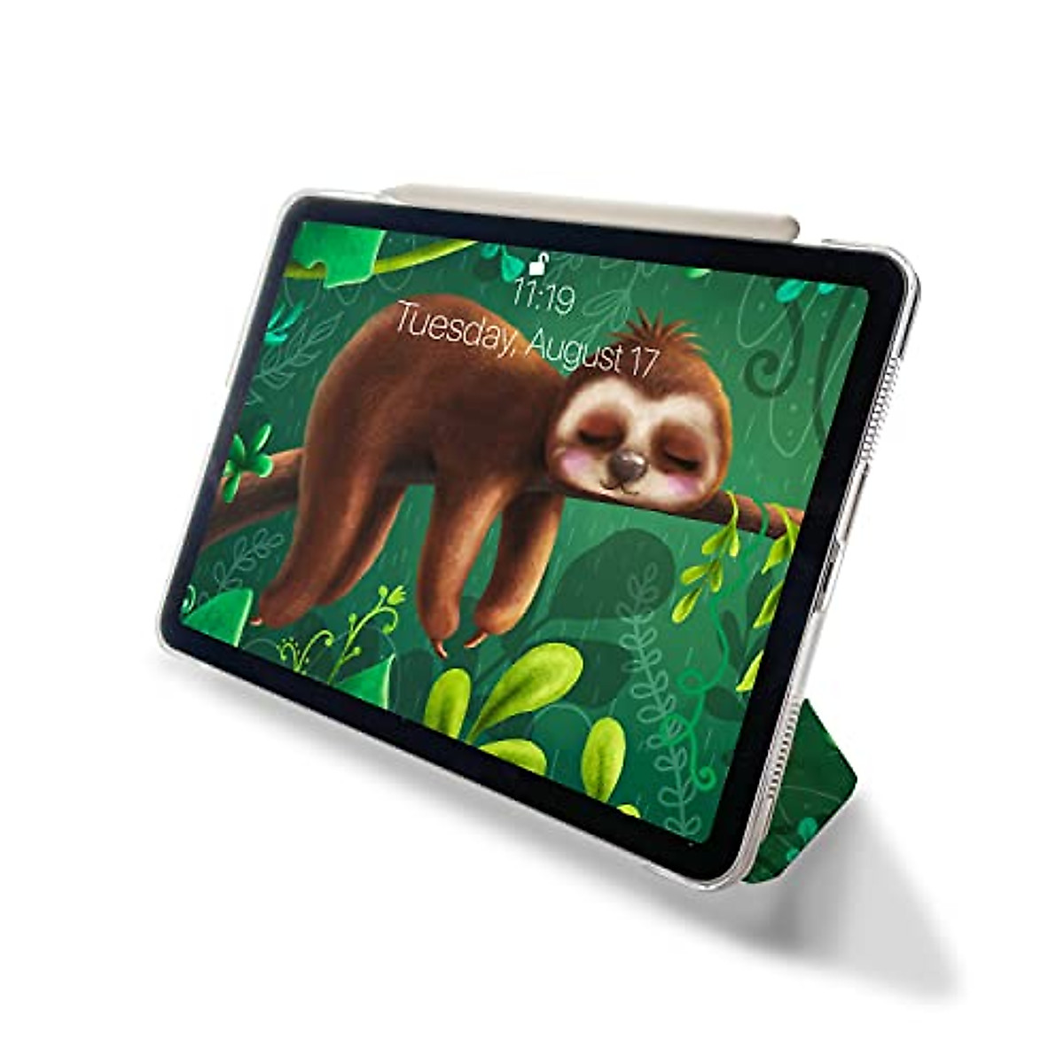 Kawaii Sloth Tropical Animal Pattern Case Compatible with All Generations iPad Air Pro Mini 5 6 11 inch 12.9 10.9 10.2 9.7 7.9 Plastic Fabric Cover Slim Smart Stand SN519 (8.3" Mini 6th gen)