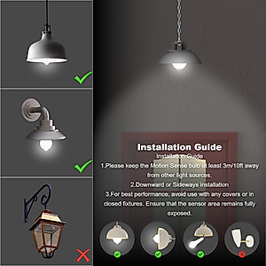 ORALUCE Motion Sensor Light Bulbs Indoor Outdoor 60 watt Equivalent, A19 E26 9W Motion Activated LED Bulb 3000K Warm White, Motion Sensor Light for Garage, Closet, Porch, Stairs, 2 Pack