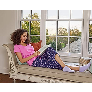 HUE Women’s SleepWell Basic Printed Knit Performance Sleep Capri Pajama Pant, Made With Temperature Regulating Technology, Medieval - Beach Chair, Large