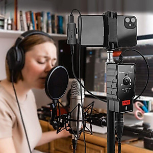 Nicama XLR Female to 3.5mm TRS and TRRS Adapter with Phantom Power for Shotgun or Condenser Microphones, V2 Mic Preamp for iPhone iPad DSLR Camera Canon Nikon Sony Camcorder