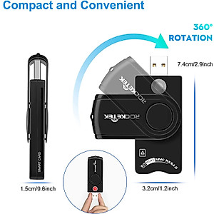 USB CAC Smart Card Reader, CAC/DOD Military, SDHC/SDXC/SD & Micro SD Card Reader for SIM and MMC RS & 4.0, Compatible with Windows, Linux/Unix, MacOS X
