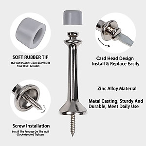 Cosnys 4 Pack 3" Heavy Duty Solid Rigid Door Stop with Soft Rubber Tip, Zinc Die Cast Metal Door Stopper Protect Wall & Door, Brushed Satin Nickel