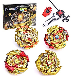 Ingooood Metal Fusion Battle Burst Gyro Toys for Kids, 4X High Performance Tops Attack Set with Launcher and Grip Starter Set and Arena Toys