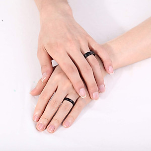 6mm Tungsten Ring for Women Men Black and Blue Thin Two Tone Beveled Edge Comfort Fit Size 7