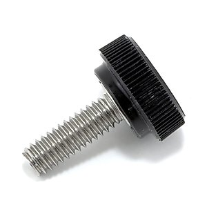 #8-32 x 1/2" Thumb Screw Stainless Steel - Black Knurled Round Plastic Knob - Standard/Coarse Thread Thumbscrew - Length: 0.500" - Proudly Built in USA - Package of (10)