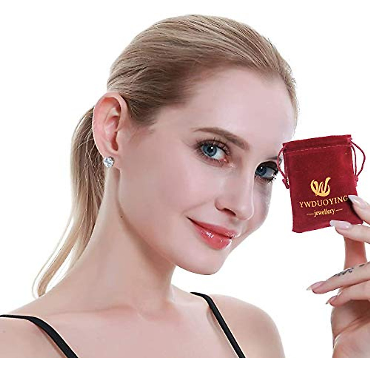 Surgical Steel Earrings Sterling Silver Earrings Stainless Studs for Most Ears 6 Pairs Round Clear Cubic Zirconia Earrings Multi Piercing Ears CZ Simulated Diamond Stud Earring Women Men Boys Girls…