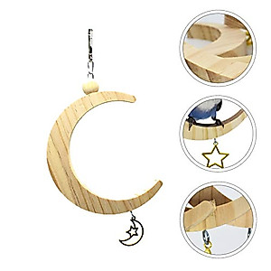 TEHAUX Bird Swings Toy, Moon Shaped Hanging Perch for Lovebird, Budgie, Parrot, Lorikeet, Finches, Conures, Pet Cage Rattles Educational Toy (Random Style)