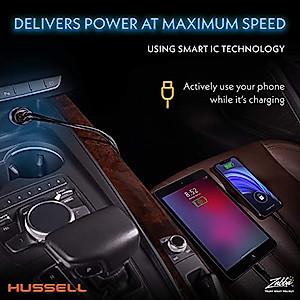 Hussell Car Charger Adapter - 3.0 Portable USB w/Fast Charge Technology & Dual Ports - Compatible w/Apple iPhone, Android, Tablet or Other USB Device - White Elephant, Stocking Stuffers